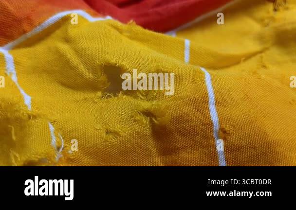 torn and damaged fabric with holes. texture effect Stock Video Footage ...