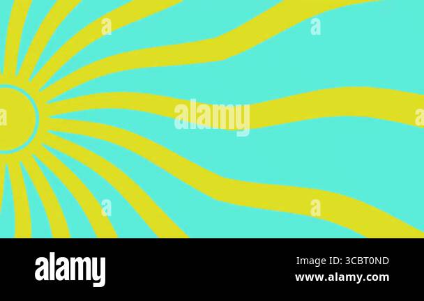 Loop animation of a stylized glowing sun with flowing curved rays on ...