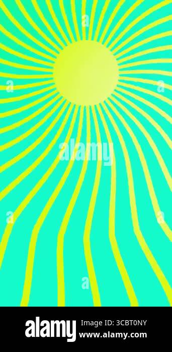 Loop animation of a stylized glowing sun with flowing curved rays on ...