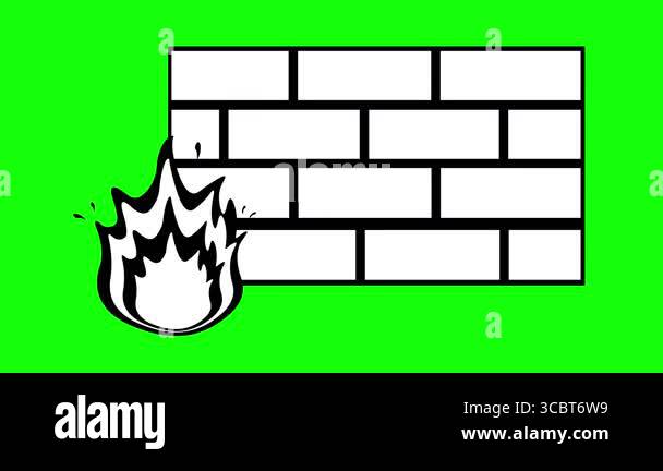 video animation drawing black and white concept icon firewall security ...
