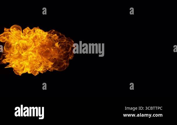 Super Slow Motion of Fire Blast Isolated on Black Background at 1000fps ...