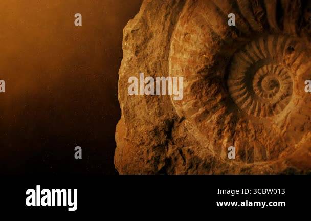 Ammonite Jurassic Fossil In Dusty Glow Stock Video Footage - Alamy