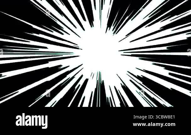 An energetic black and white radial speed lines effect creates an ...