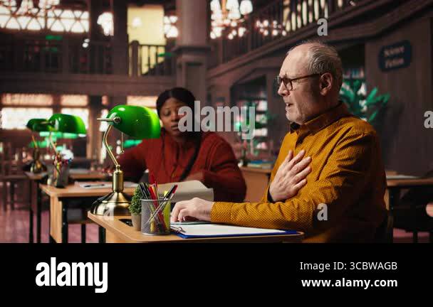 Elderly college student does inhale exhale exercise due to physical ...