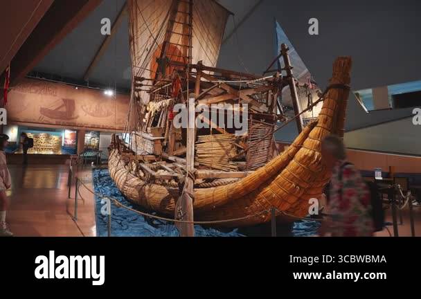 Oslo, Norway - July 7, 2025: The Ra II reed boat, built by Thor ...