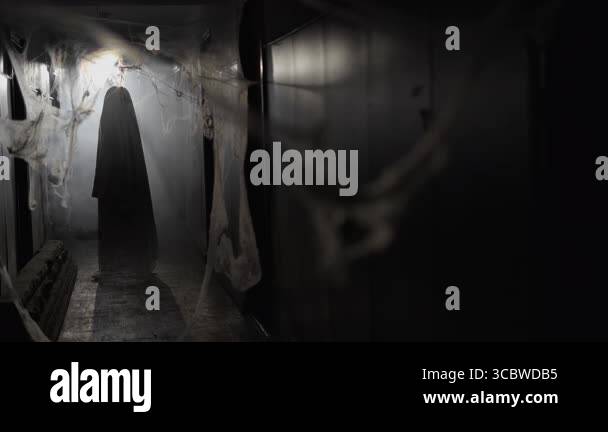 Ghost, phantom, terror, horror film scene, wandering presence in ...