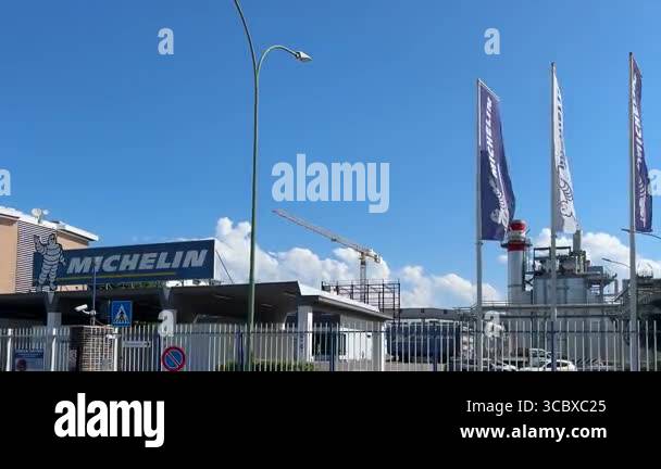 Cuneo, Italy - July 21, 2025: View of the entrance of Michelin company ...