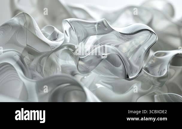 Abstract flowing silver forms undulate in a seamless motion graphic ...