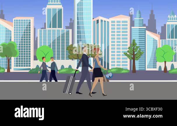 People walking city break cartoon Stock Videos & Footage - HD and 4K ...