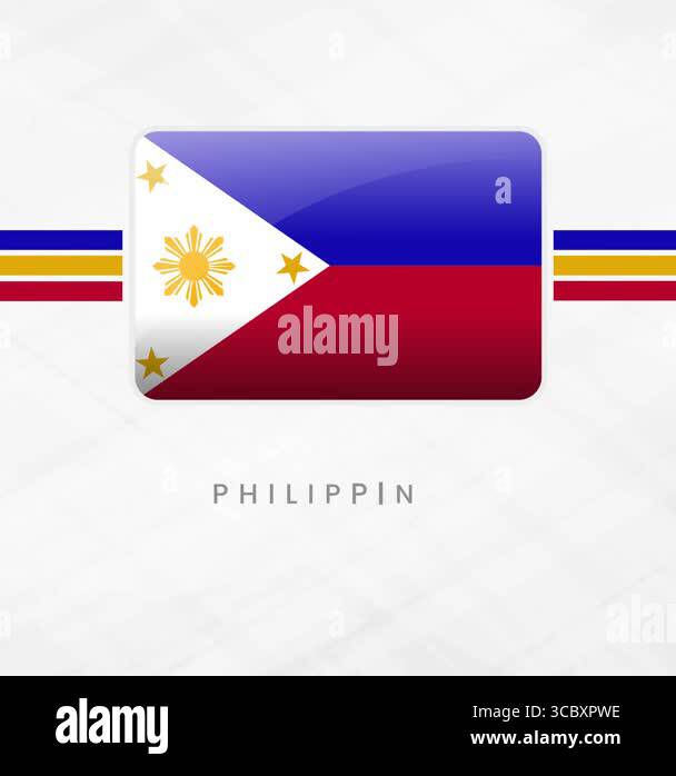 Vibrant Animated Philippines Flag Waving in Button Frame with Bold Blue ...