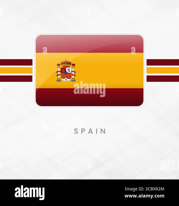 Vibrant Animated Spain Flag Waving in Button Frame with Bold Red and ...