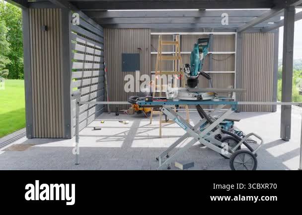 Workers are engaged in construction activities in a contemporary ...