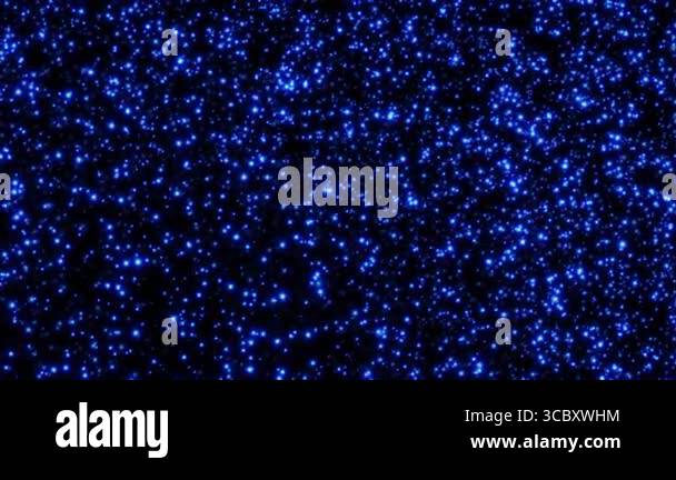 Loop flickering blue stars particles falling animation on black ...
