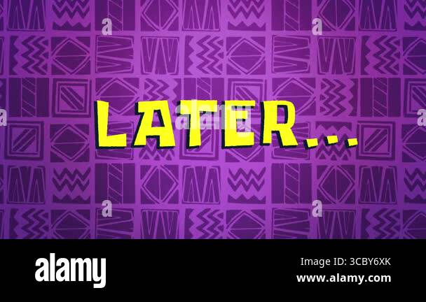 Later word Retro Time Card animation on purple abstract background. 4k ...