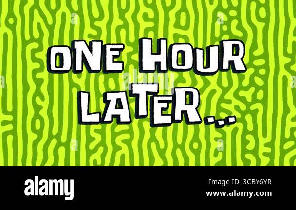 Cartoon banner with the words One Hour Later Stock Video Footage - Alamy
