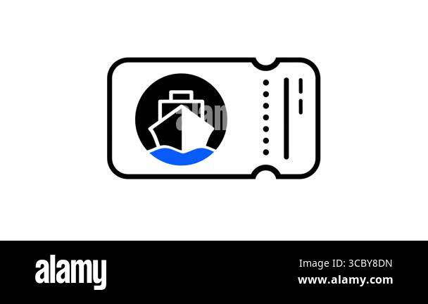 A ferry icon on a ticket, symbolizing maritime travel booking or access ...