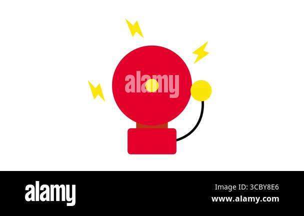 A red alarm with sound waves symbolizes a warning or alert system ...