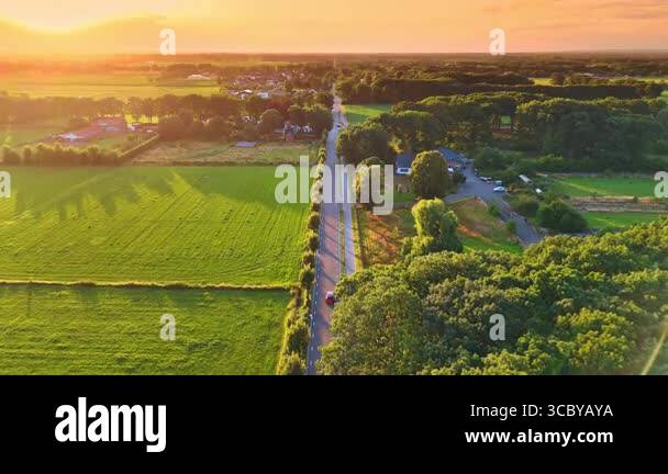 Amazing nature landscapes with some private houses in the village ...