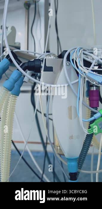 Medical devices in operating room. Interior view of equipment and ...