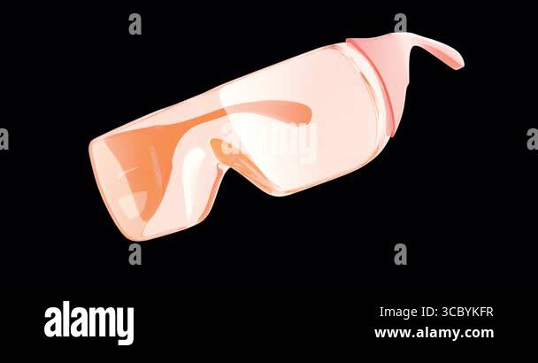 Orange protective safety glasses, rotation animation, seamlessly ...