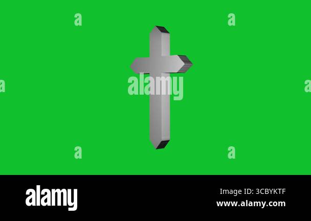Spinning 3d Christian cross symbol motion graphics with green screen ...