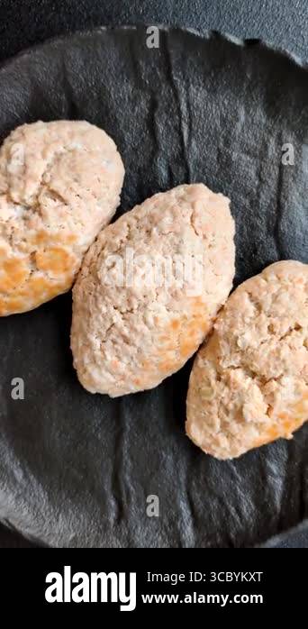 Steamed fish or chicken cutlets or meatballs with salt and spices. Fish ...