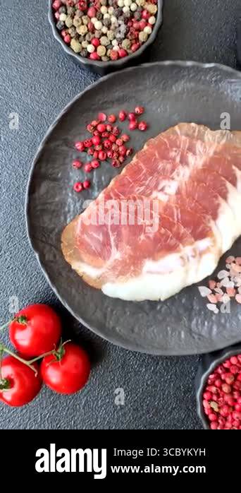 Sliced ham, meat, pork or turkey sausage for sandwiches. Ham slices ...