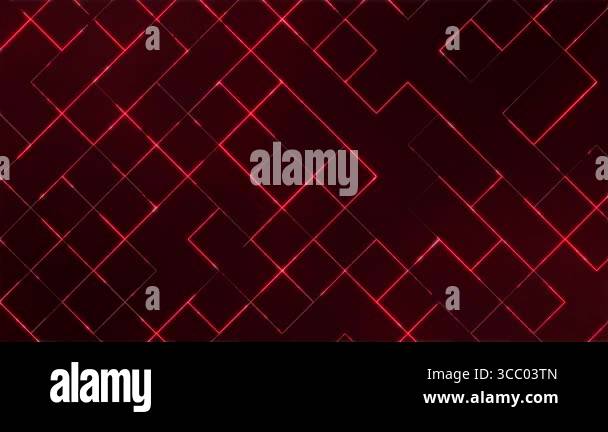 Glowing red neon circuit board lines abstract motion design on black ...