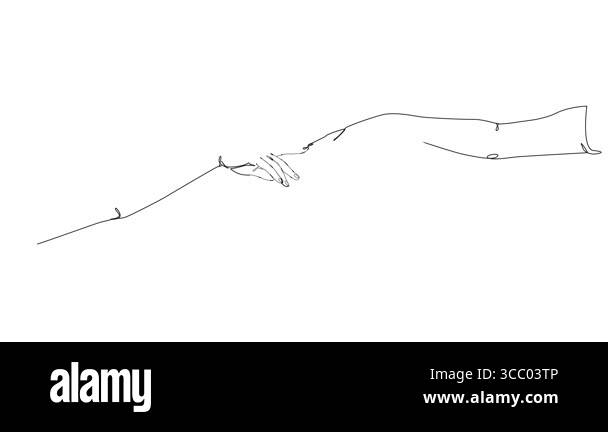 animated continuous single line drawing of two stretched out arms ...