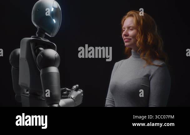 Futuristic Human-Machine Concept: Visualization of Young Woman Speaking ...