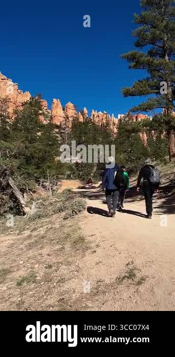 Bryce Canyon National Park, Utah, USA- April 29, 2024: Hikers on Sandy ...