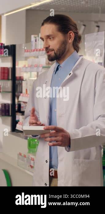 Pharmacy professional assisting customer medical help doctor pharmacist ...