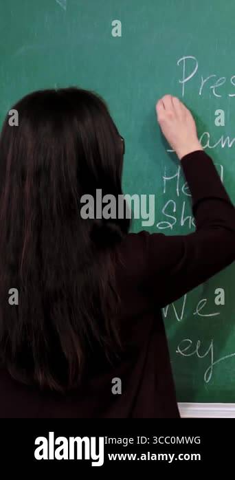 Online schooling. teacher is explaining material during online English ...