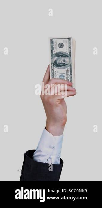 Money, cash. Gif animation. close-up. male hand, in business suit ...