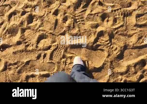 Footsteps on sandy Brighton beach, Melbourne Stock Video Footage - Alamy