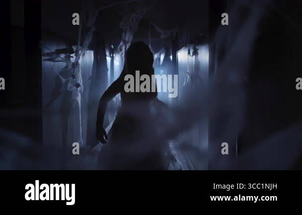 Dead Woman Zombie Bride In Wedding Dress Walking Convulsing Down ...