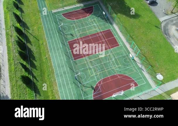 Soccer and basketball court from above Stock Video Footage - Alamy