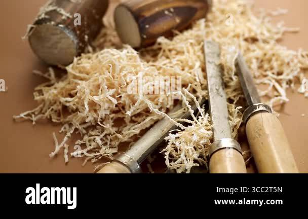 Workshop with tools on brown background Stock Video Footage - Alamy
