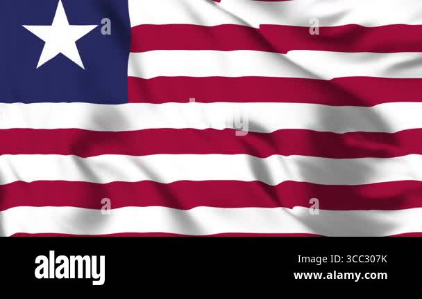 Liberia Flag 4K Animation Lone Star Waving in High Definition Stock ...