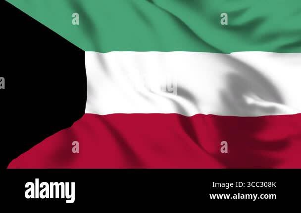 Kuwait Flag 4K Animation Pan-Arab Colors in Motion Stock Video Footage ...