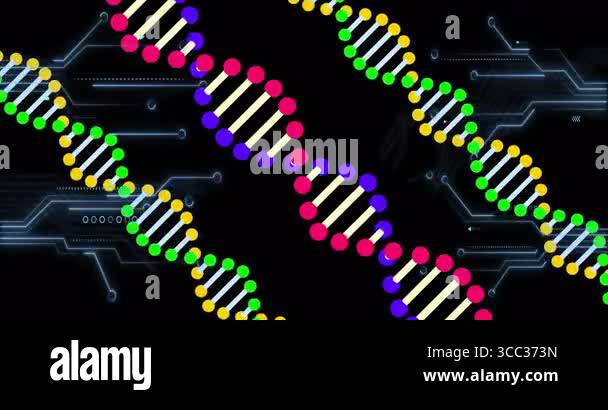 On startup two colored helices sliding, nodes rotating and pulsing ...