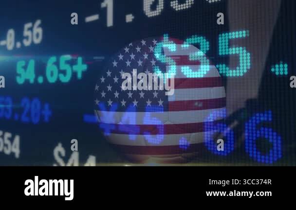 US globe appearing rotating currency tickers updating morphing shield ...
