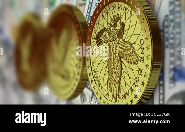 Finance, Gold Dollar Coins and Bills, Blur Effect, Looped, Elite ...