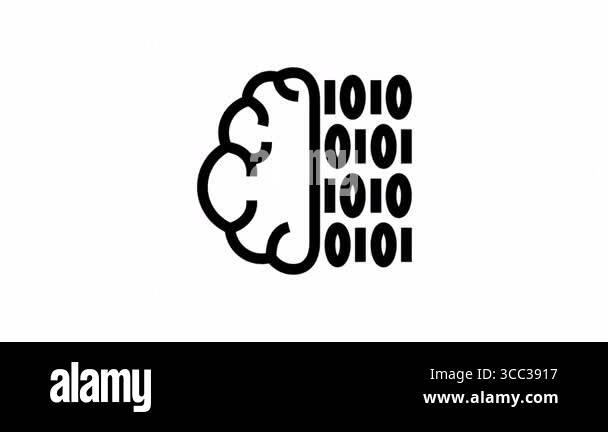 Binary code brain symbol - artificial intelligence icon Stock Video ...