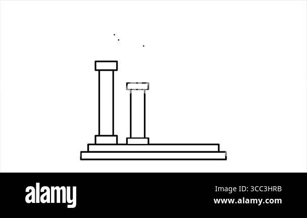 2D Line Art Animation: Bank Building Emerging from the Ground to BANK ...