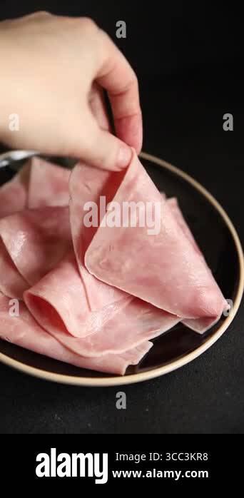Ham slices meat spam pork fresh delicious gourmet food background on ...