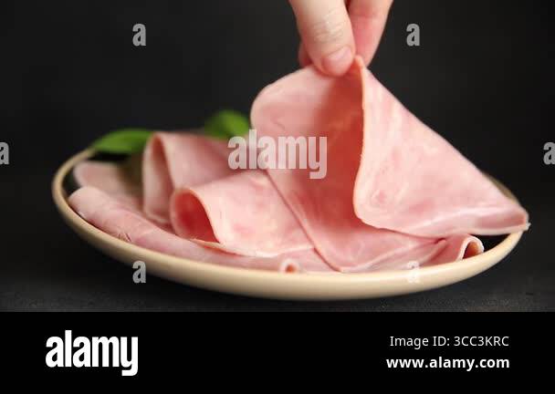 Ham slices meat spam pork fresh delicious gourmet food background on ...