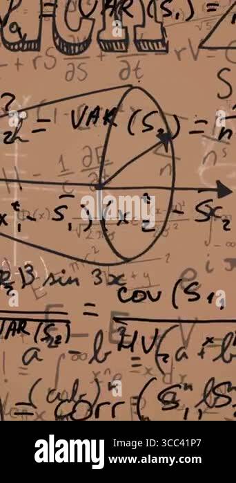 Animation of mathematical equations on brown background. learning and ...