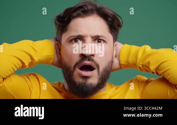 Nervous Pessimistic Man In Stress, Panic, Despair. Frightened Guy ...