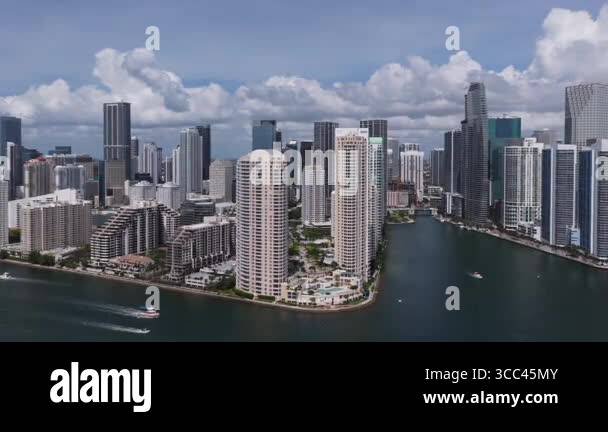 Aerial view of Brickell skyscrapers. Brickell cityscape of downtown ...